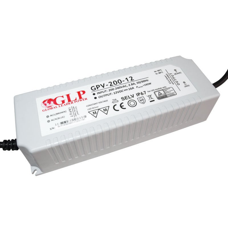 Alimentation LED DC12V 200W 16A Étanche IP67 GLP | Leroy Merlin