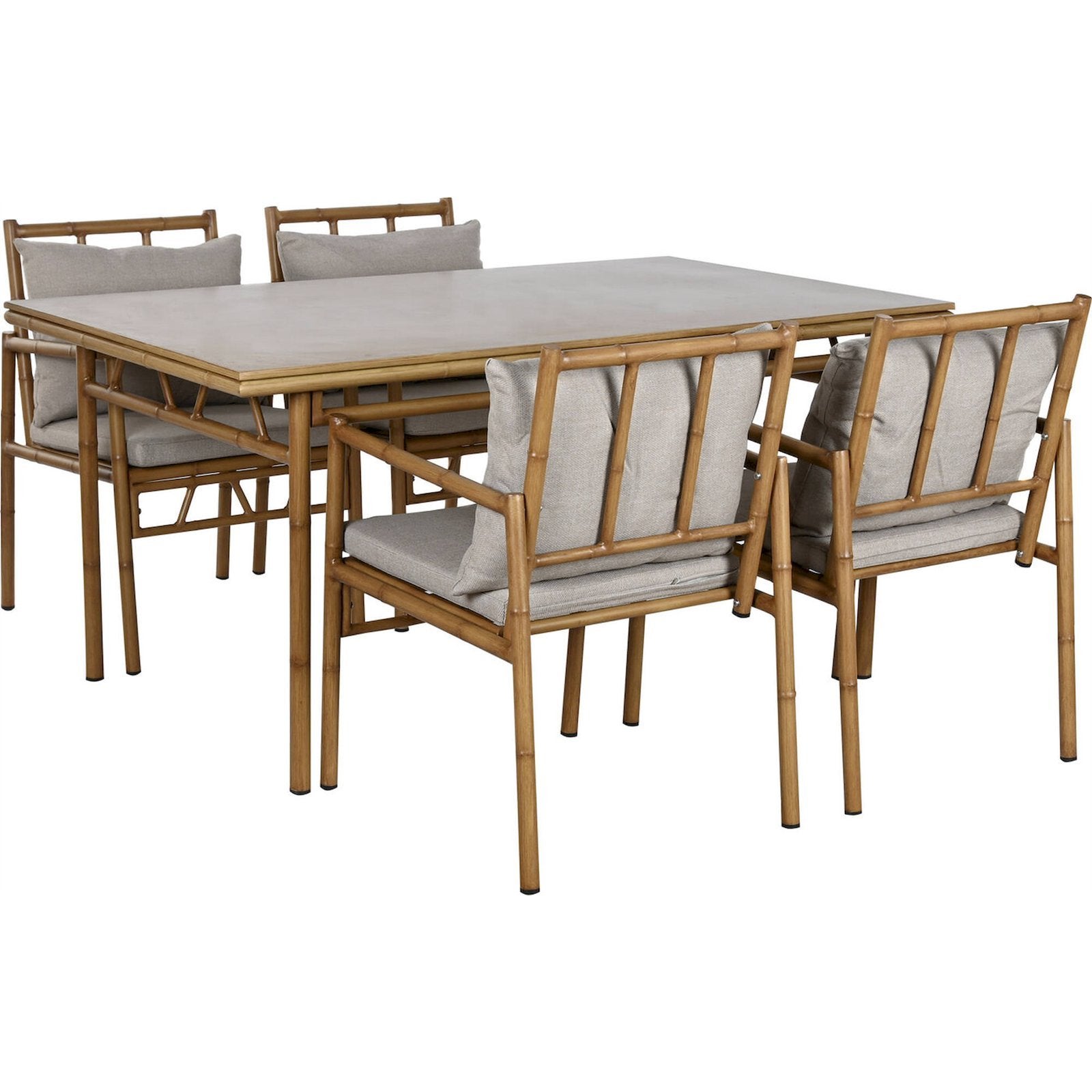 Table et chaise de jardin chic beige pour repas extérieur 160 x 90 x 75 cm Beige sable élégant ...