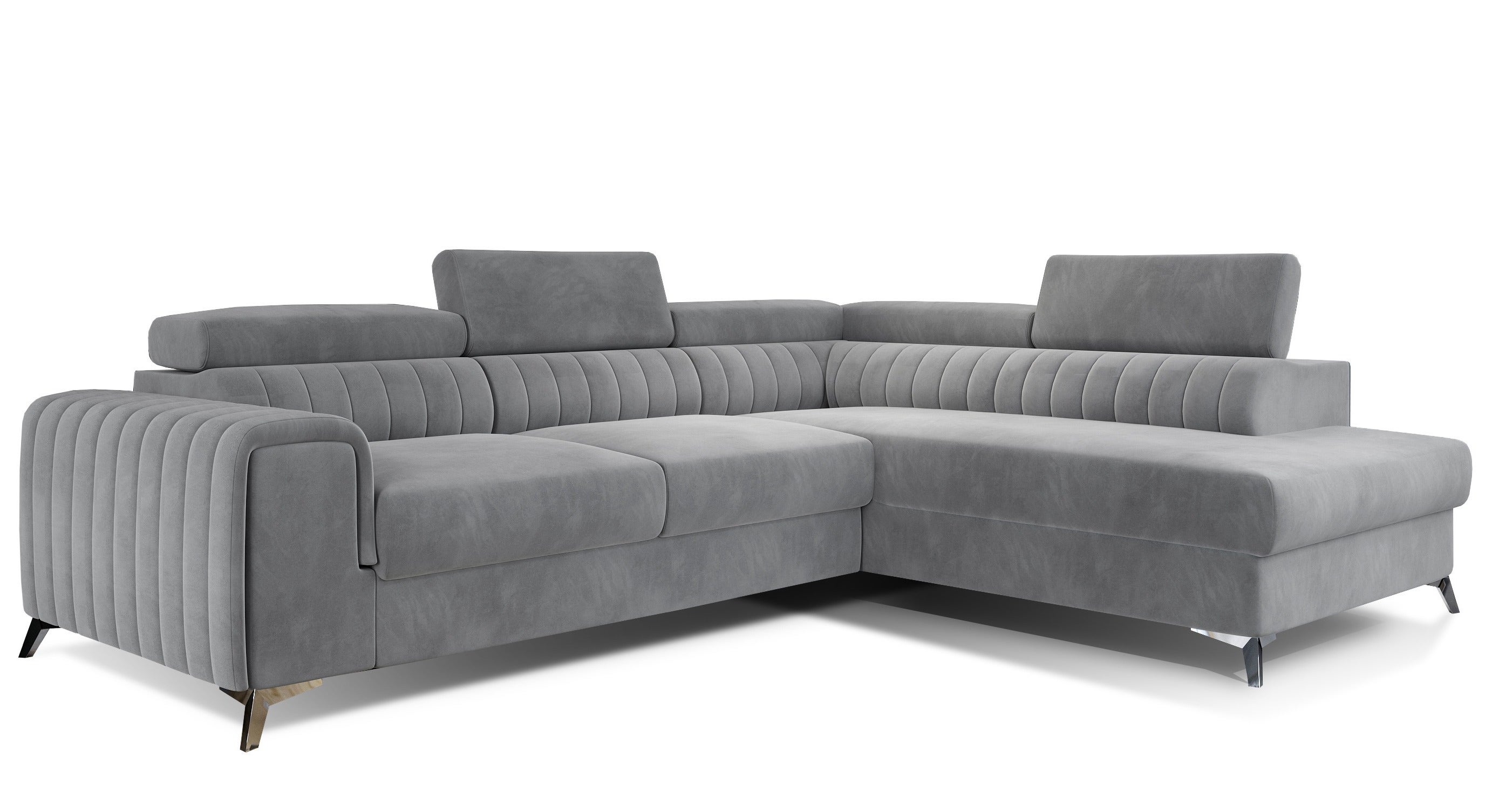 Canapé angle droit convertible avec appuis-tête réglables velours doux ...