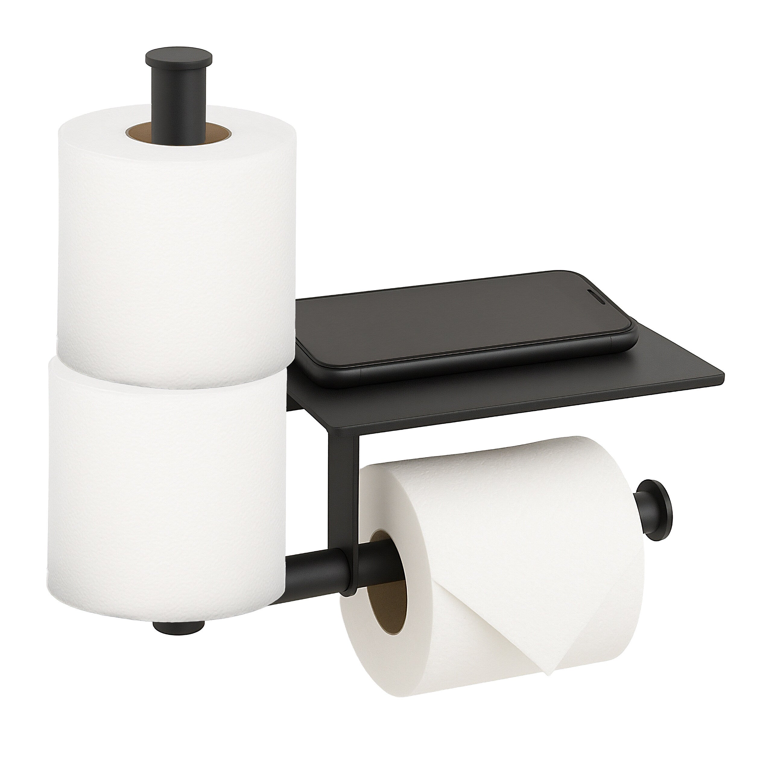 Portarrollos de papel higiénico metálico con repisa para móvil y llaves ...