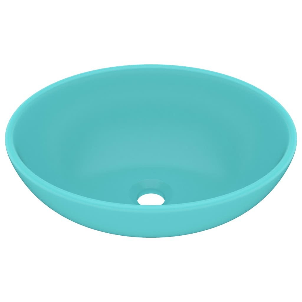 Lavabo De Lujo Ovalado Cerámica Verde Claro Mate 40x33 Cm Leroy Merlin