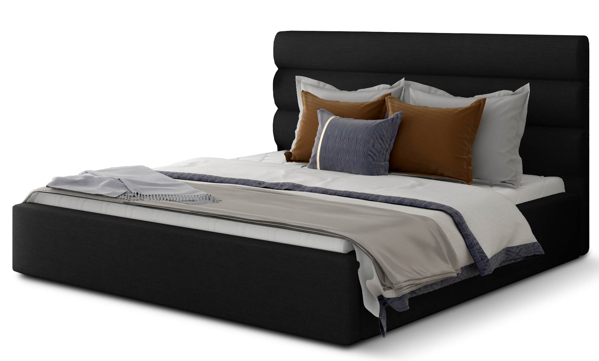 Lit design tissu noir Klarina - 4 tailles-160x200 | Leroy Merlin