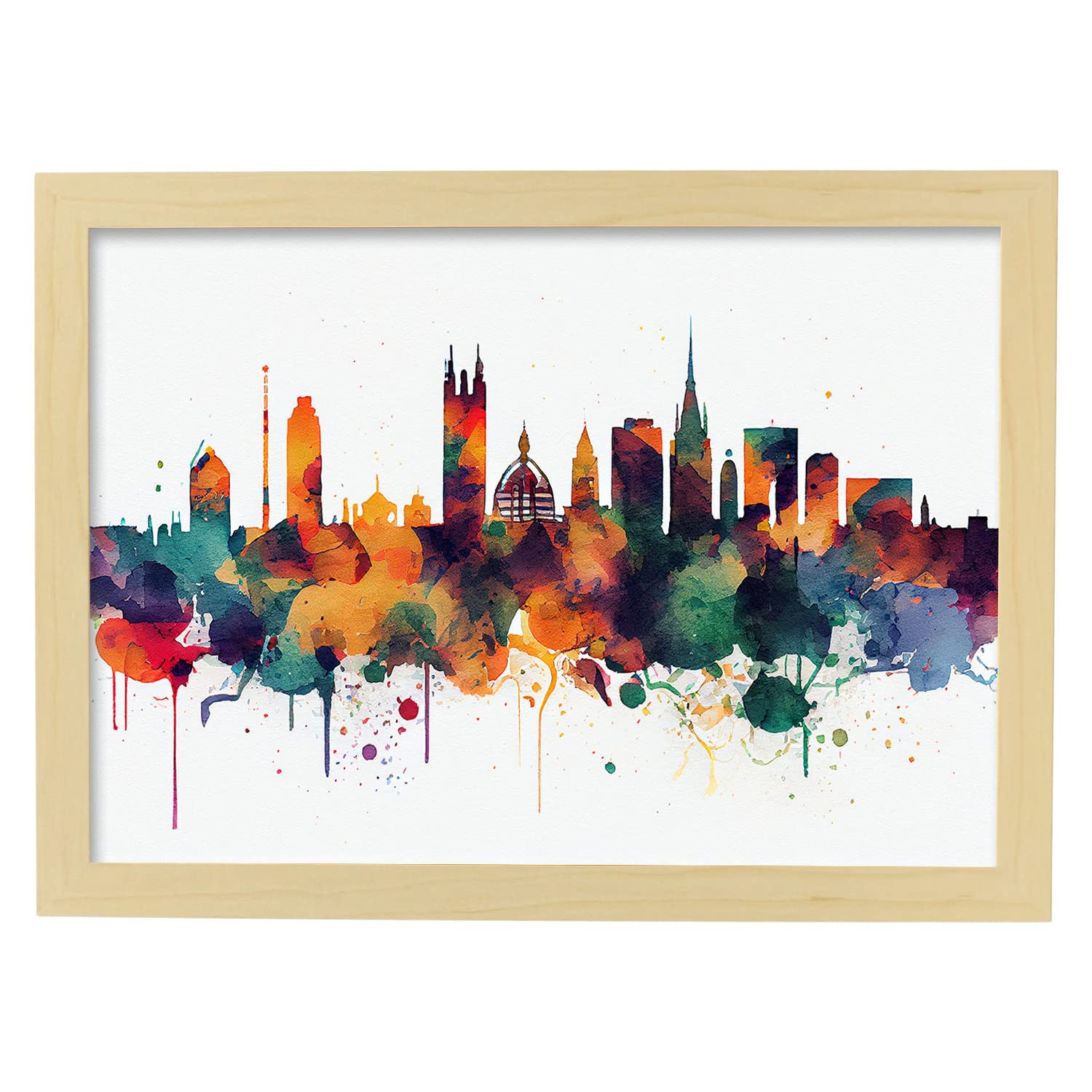Nacnic Manchester Affiche Dans L'horizon Abstrait De Style Aquarelle Et De L'du Monument ...