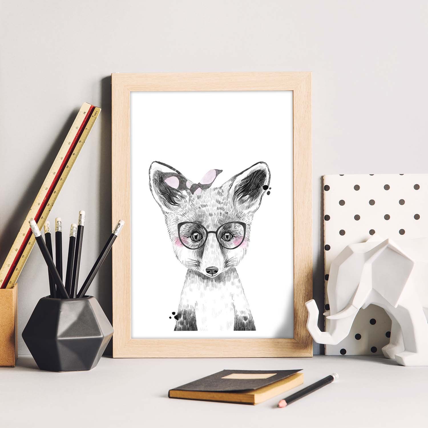 Fox Pour Enfants Enfants Avec Lunettes Et Mouchoir Rose Affiches ...