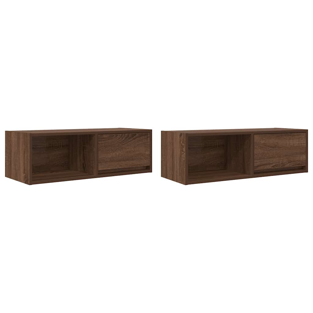 Mueble de TV 2 piezas roble marrón 80x31x25,5 cm madera de ingeniería ...