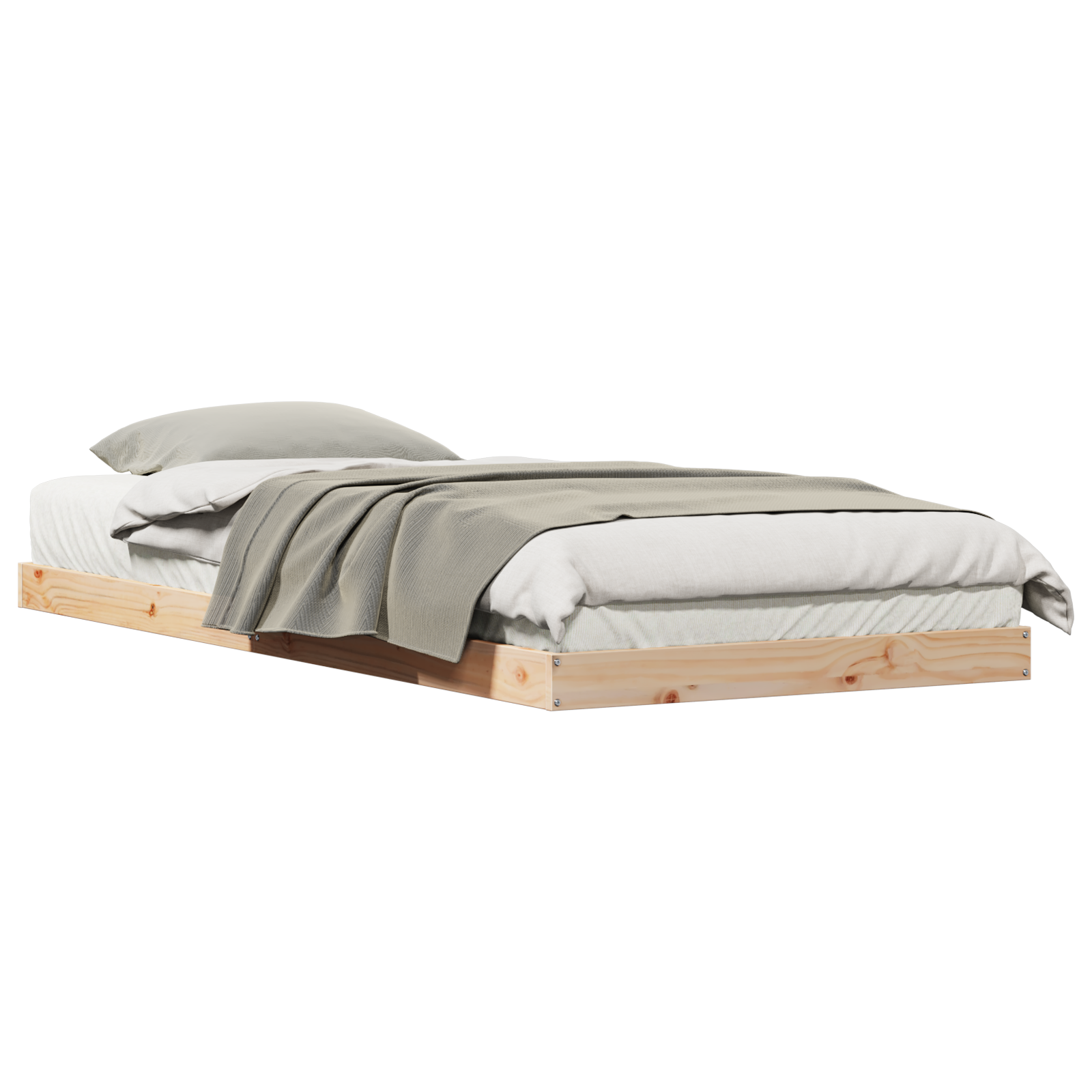 Lit simple | Lit adulte | Lit au sol Blanc 90x220 cm en Bois Massif de ...