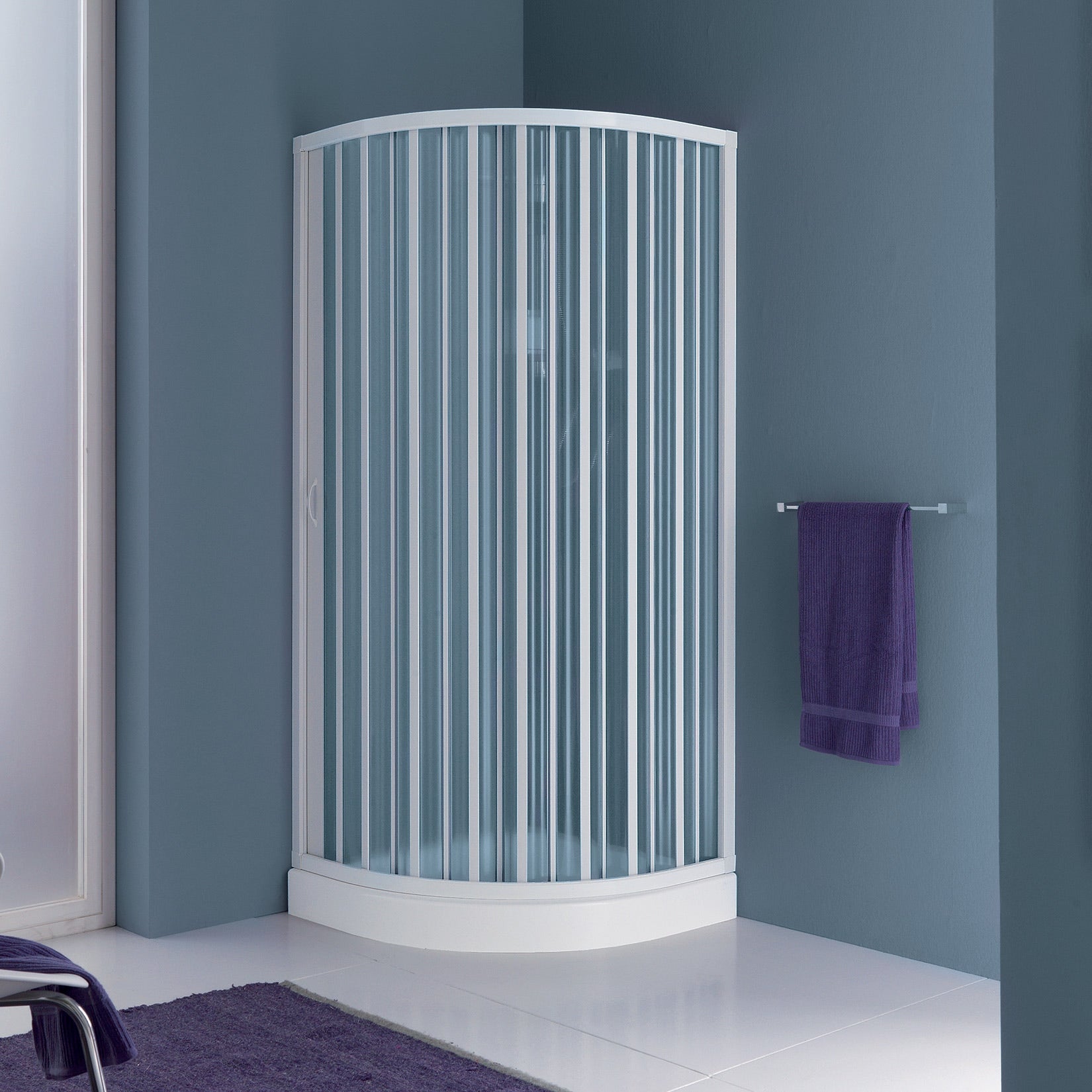Siro - Cabine de douche ronde 80x80 cm avec portes pliantes en PVC ...