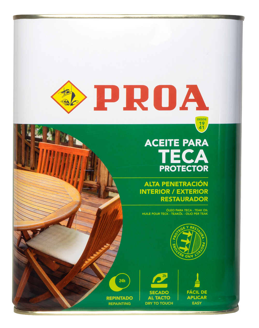 Aceite para Teca. PROA. Teca. 4L. Protección y nutrición para la madera ...