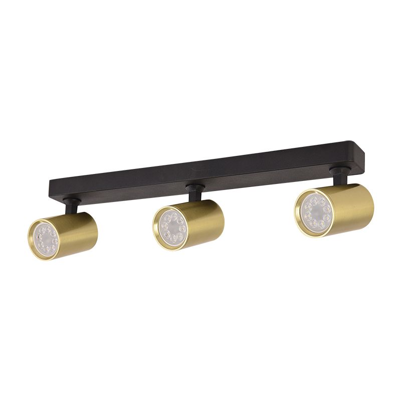 Plafonnier Orientable Pour 3 Ampoules LED GU10 Noir Mat et Laiton ...