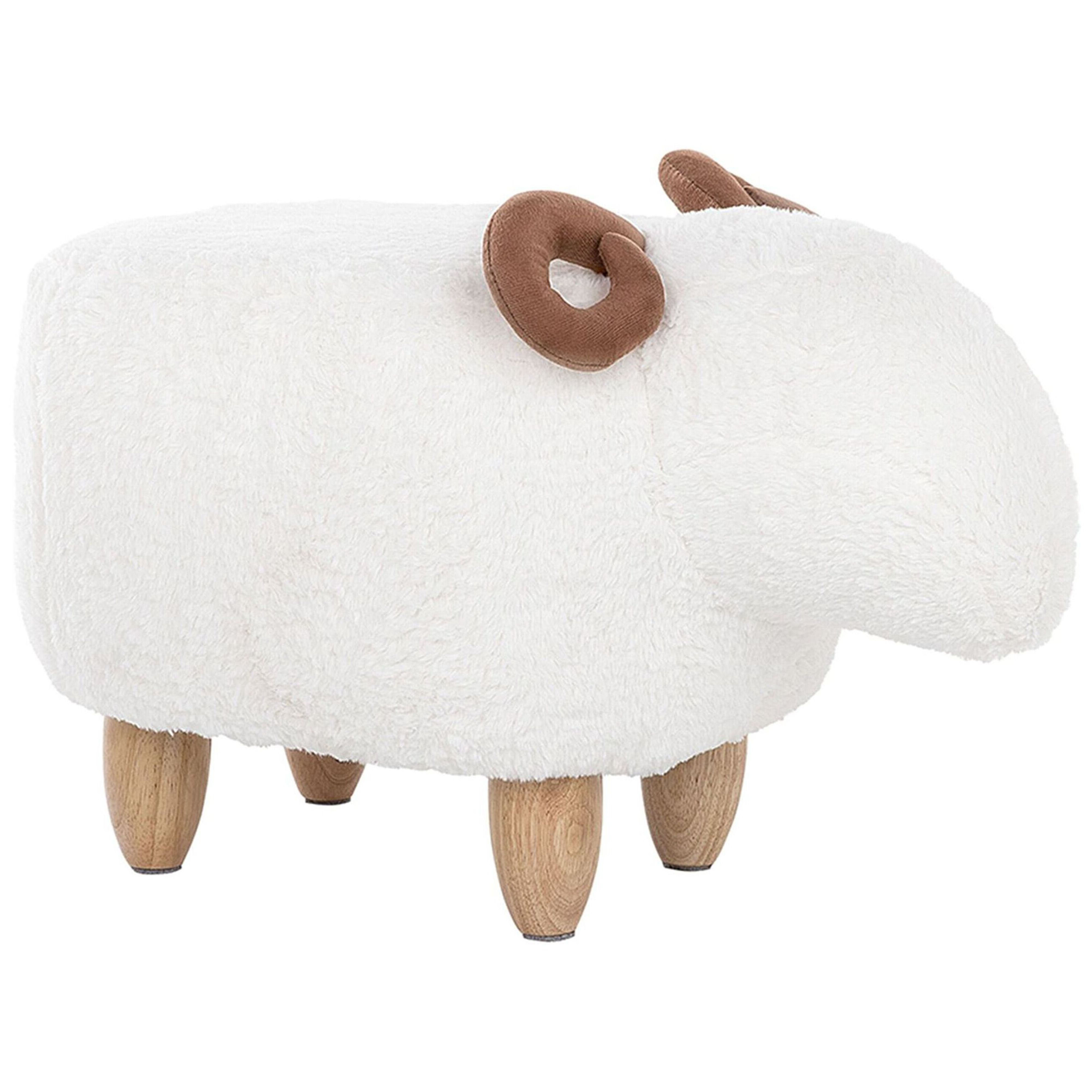 Beliani Puf animal LAMB Tela Blanco | Leroy Merlin