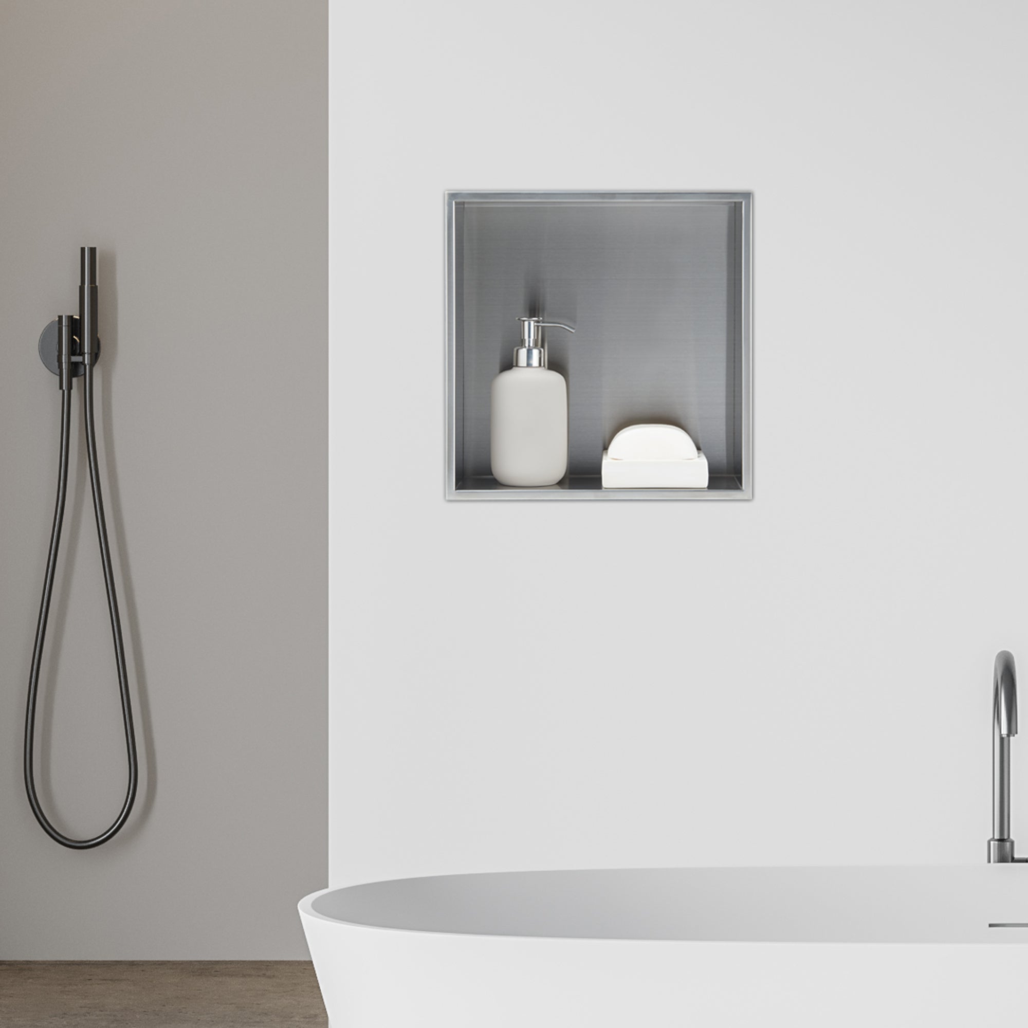 Nicho de ducha Kristinehamn acero inoxidable 32x32x10cm - Plata mate ...