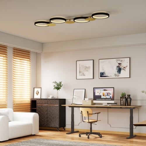 Plafonnier LED 38W Noir et Or, 1500 lm, 3000K–6500K, Dimmable avec ...