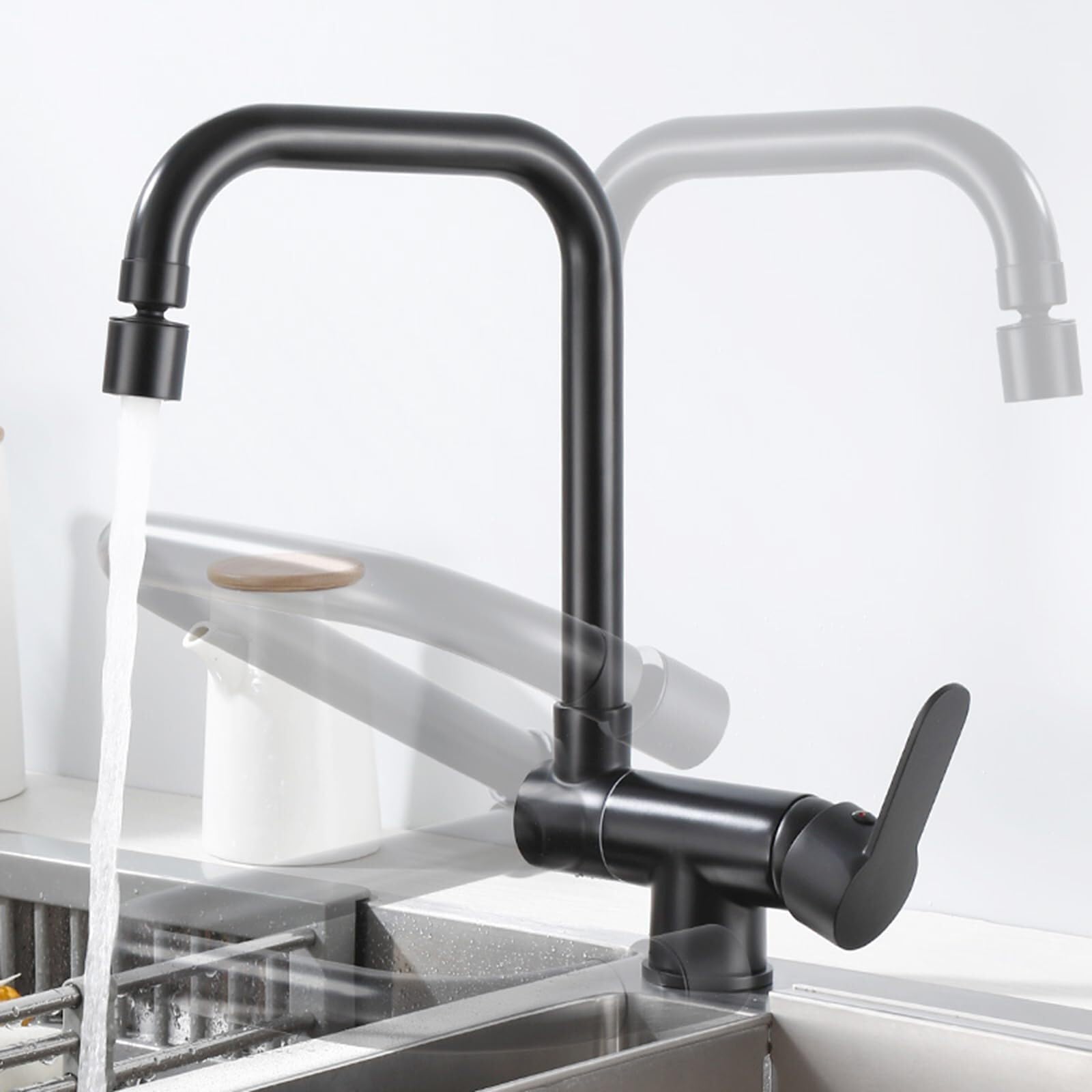 Foldable Kitchen Faucet, Pull-Down Kitchen Mixer Tap for Front Window ...