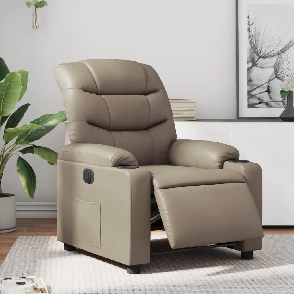 VidaXL Sillón reclinable eléctrico de cuero sintético color capuchino ...
