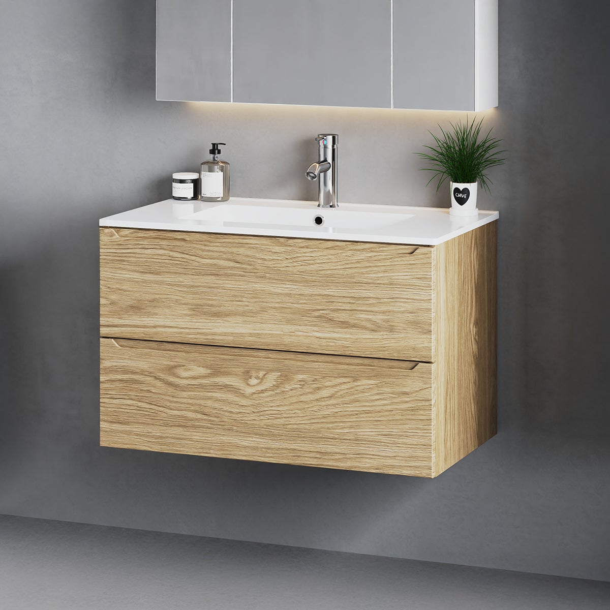 Mueble lavabo individual encastrado 80cm Viggo Madera | Leroy Merlin