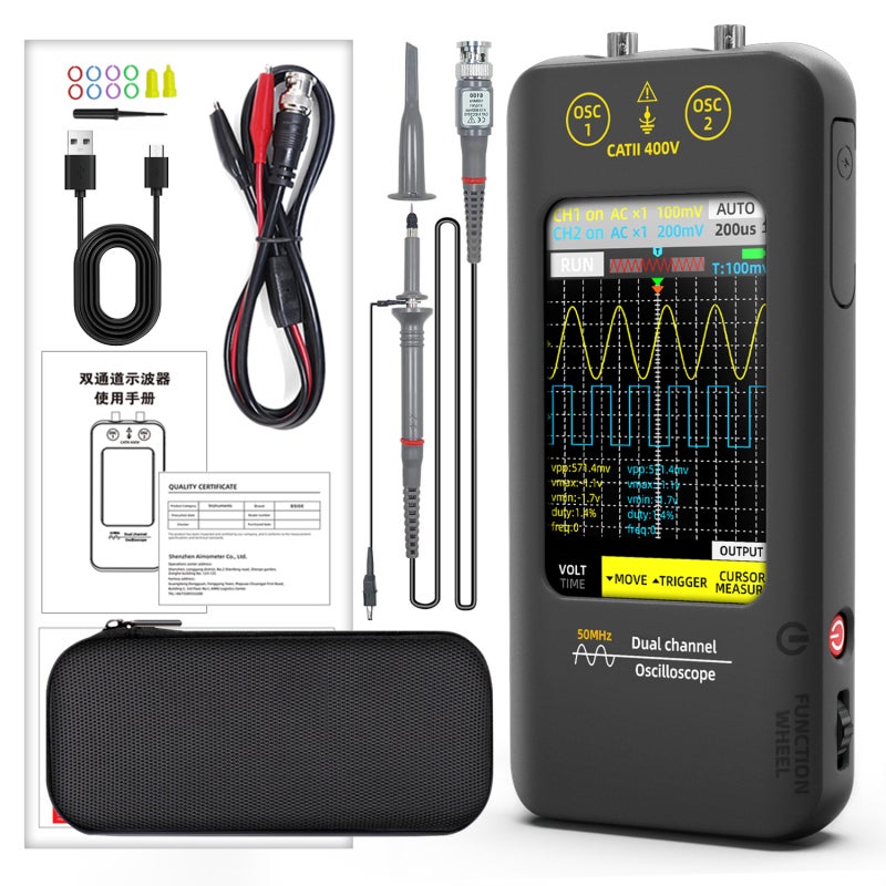 Oscilloscope numérique portable à deux canaux, 50MHz avec écran LCD ...