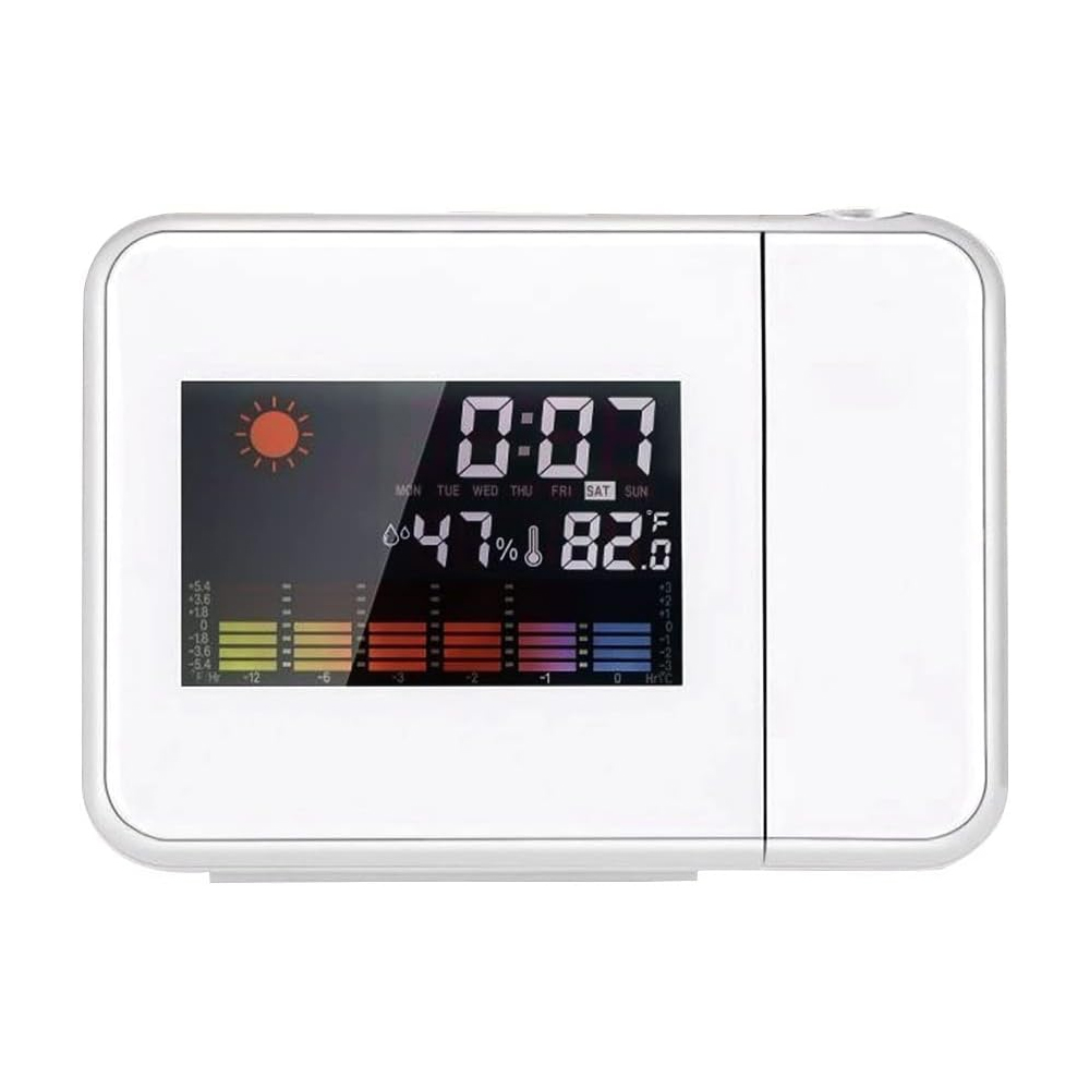 1 horloge numérique à projection couleur (blanche), horloge météo à ...