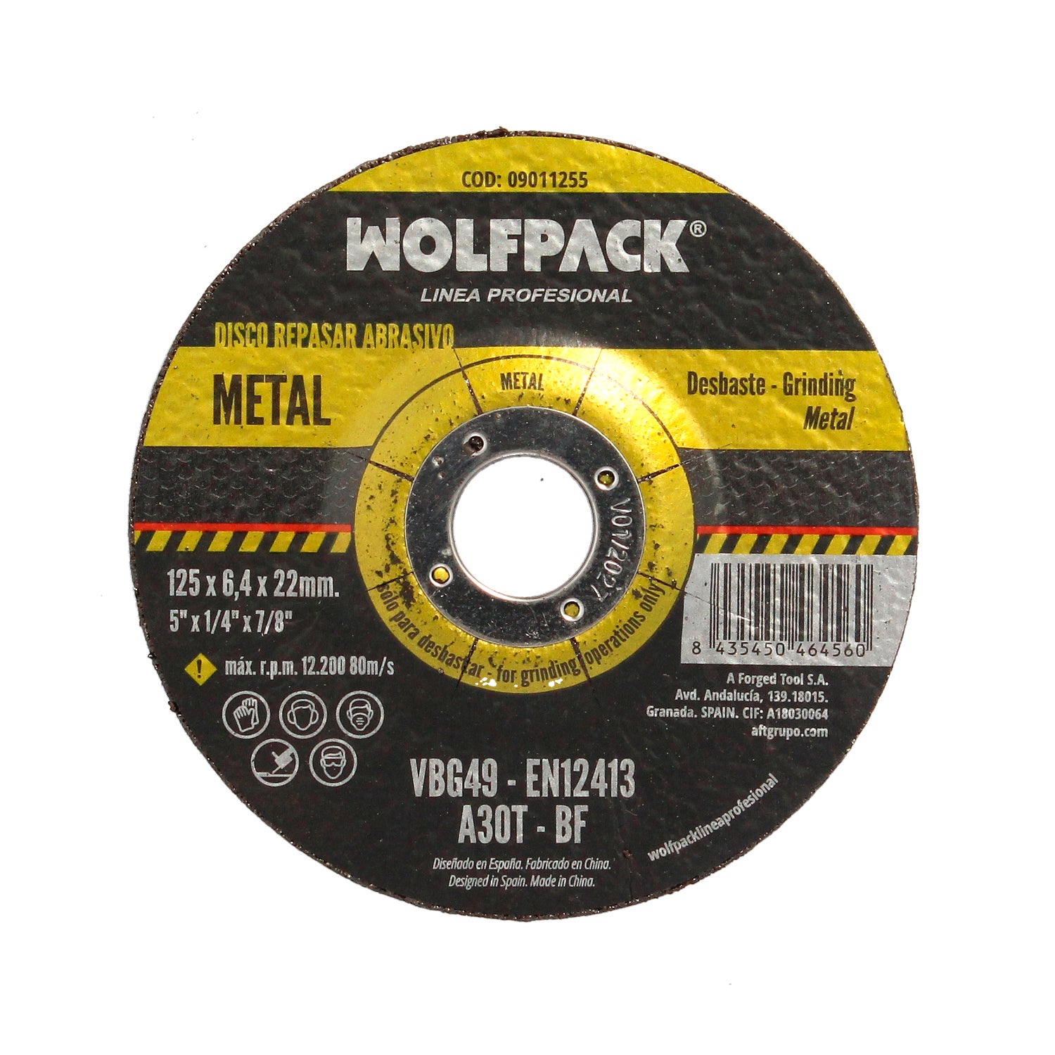 Disque de révision abrasif 125x6.0x22.23. Disque de meuleuse universel ...