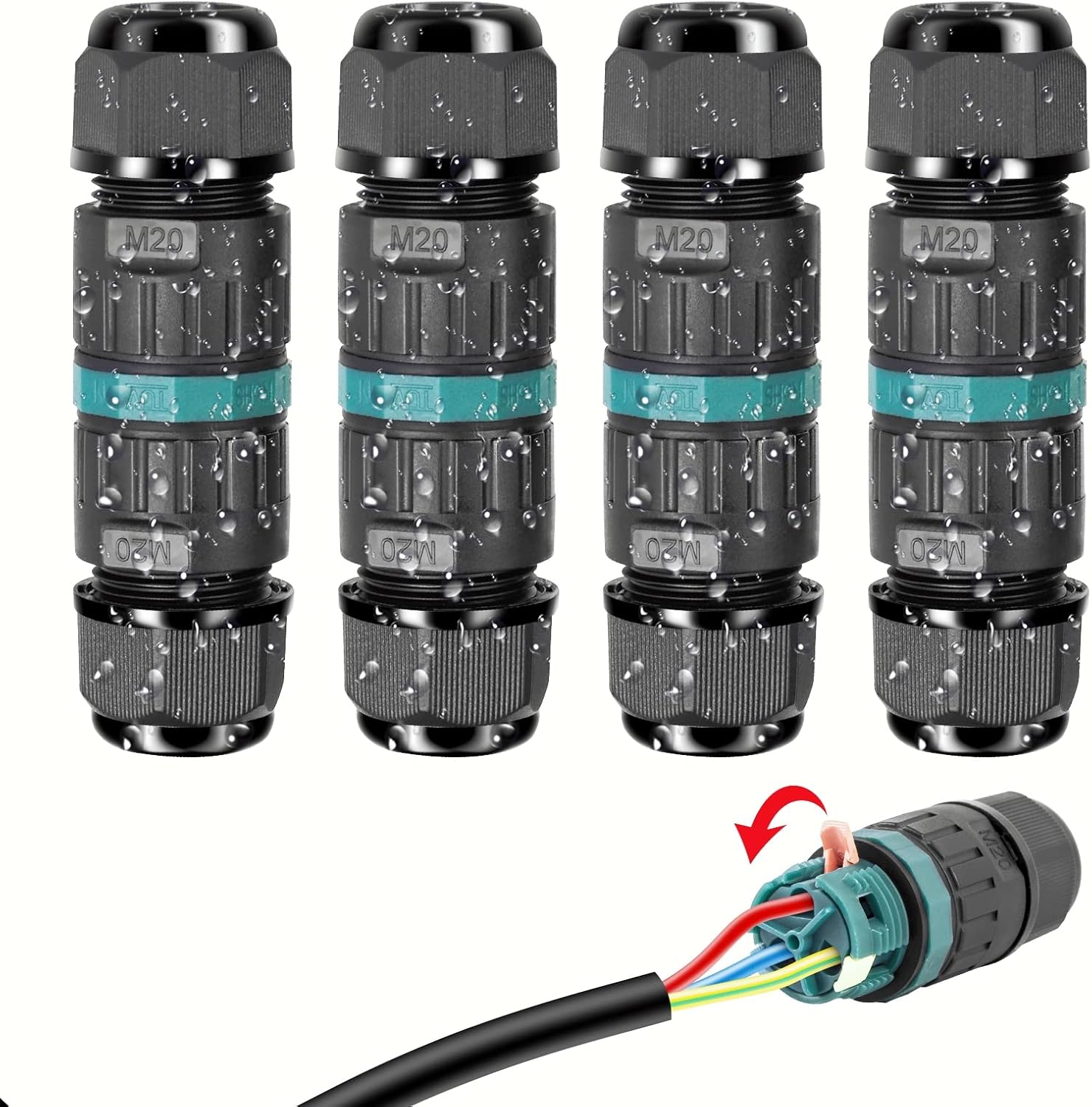 Connecteur Électrique Étanches Ip68 Raccord De Cable 3 Fils Boîte De Derivation Étanche
