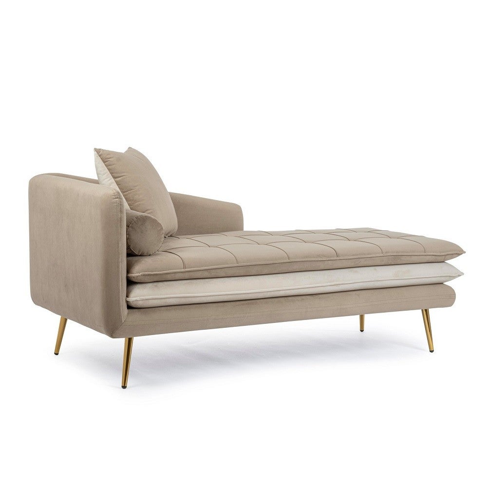 Méridienne design Sophie gris tourterelle velours 162 cm | Leroy Merlin