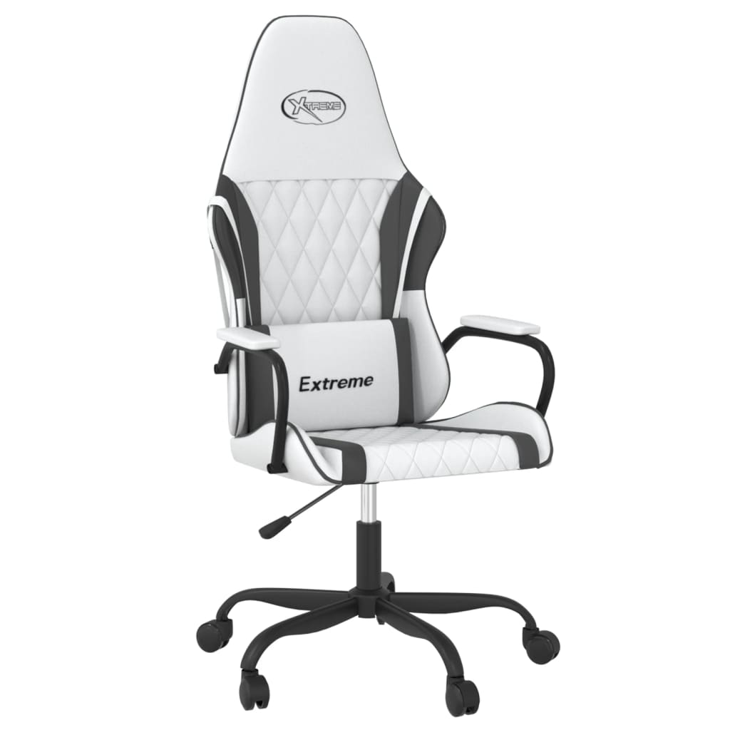 Silla gaming | Silla de oficina de masaje cuero sintético blanco y ... Silla gaming | Silla de oficina de masaje cuero sintético blanco y ...
