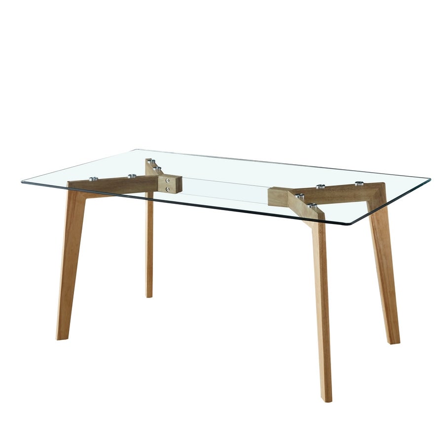 Table de cuisine rectangulaire en bois et verre 160x90x74 cm | Leroy Merlin