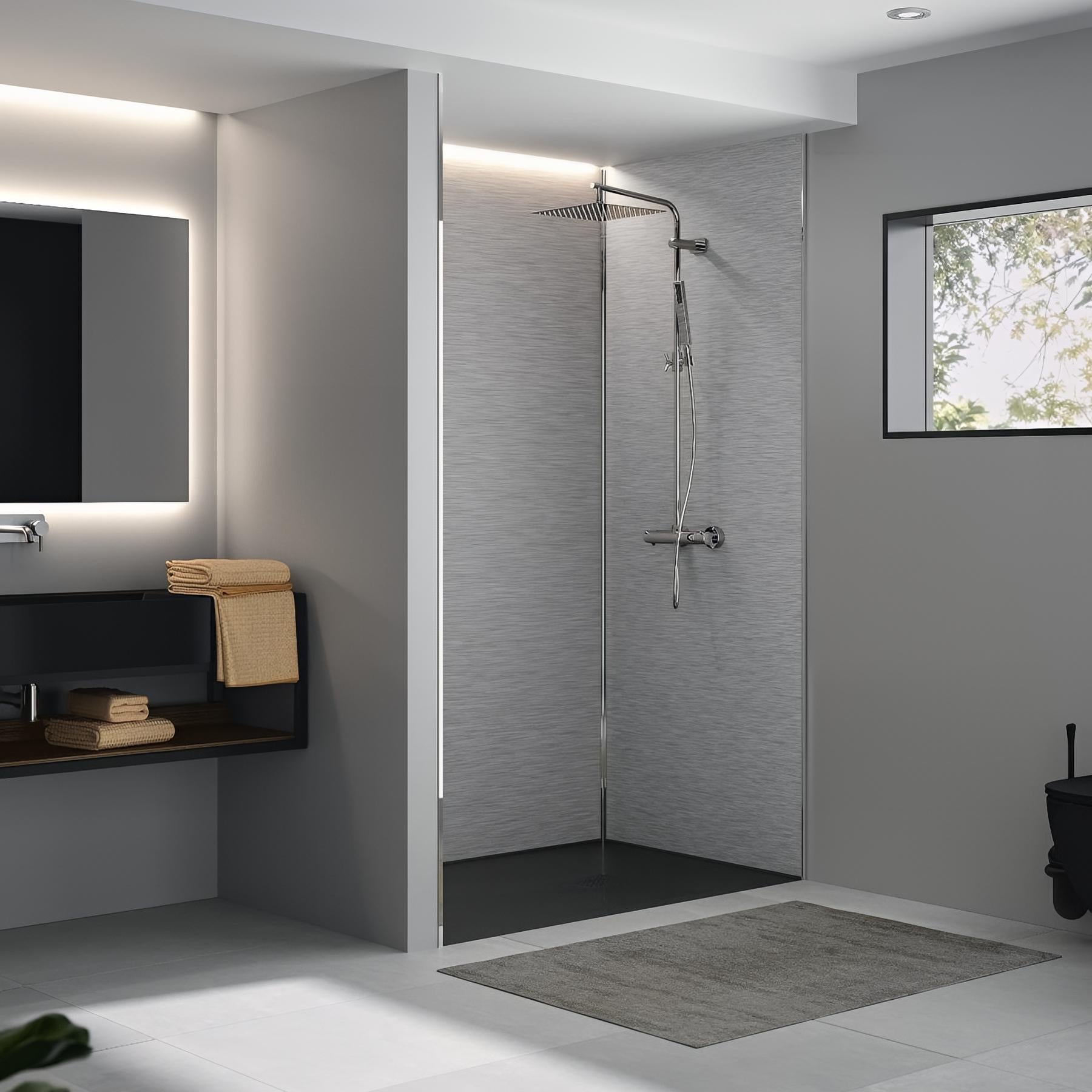 Panel de pared para baño Kinéwall Diseño 3 mm 125x202 mármol negro ...