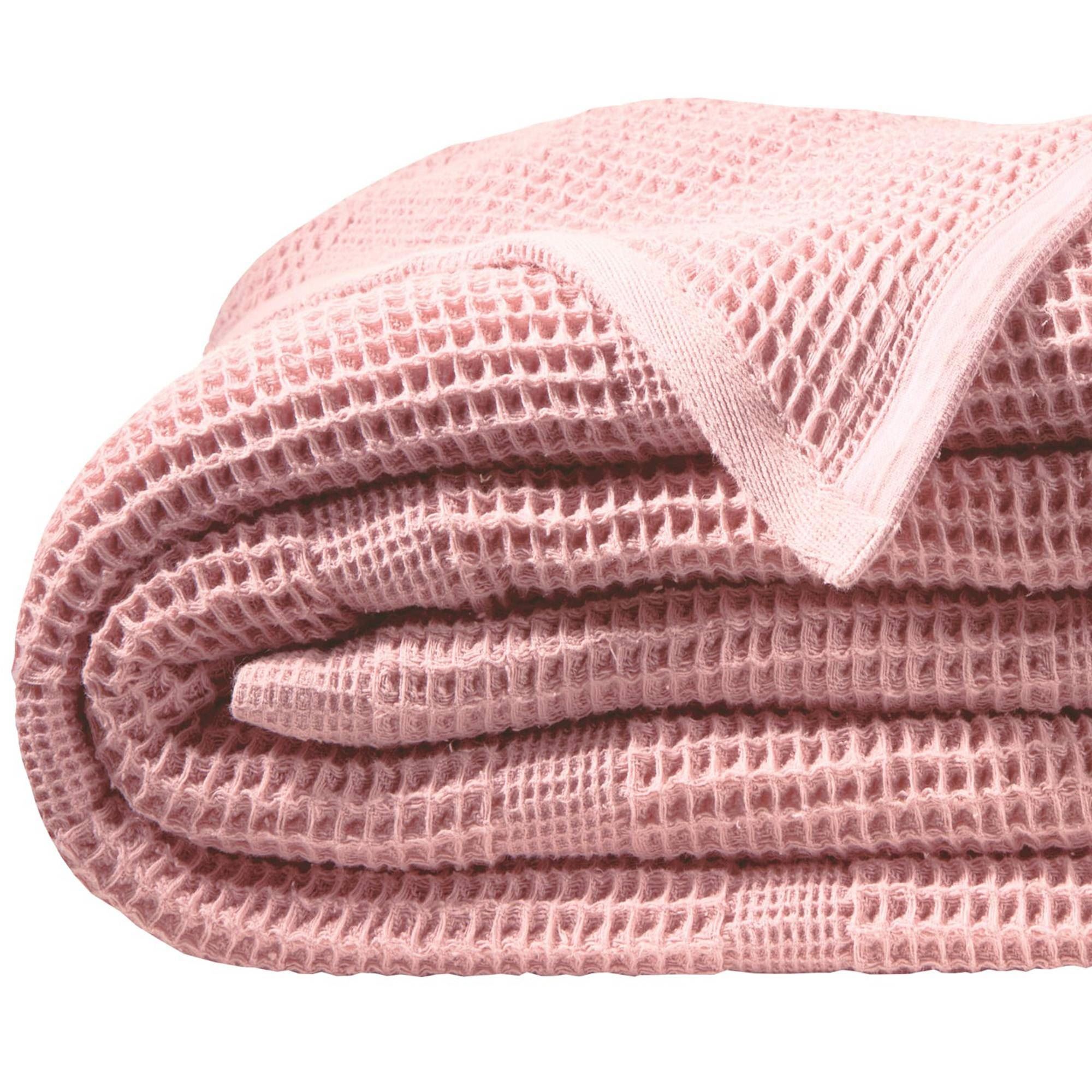 Plaid COTON NID D'ABEILLE 150x150 rose thé en coton | Leroy Merlin