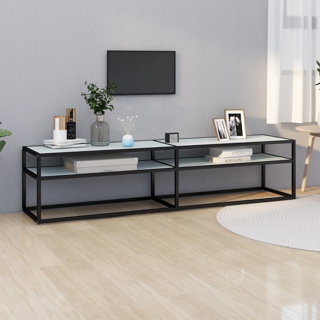 Meuble TV Marbre blanc 180x40x40,5 cm Verre trempé | Leroy Merlin