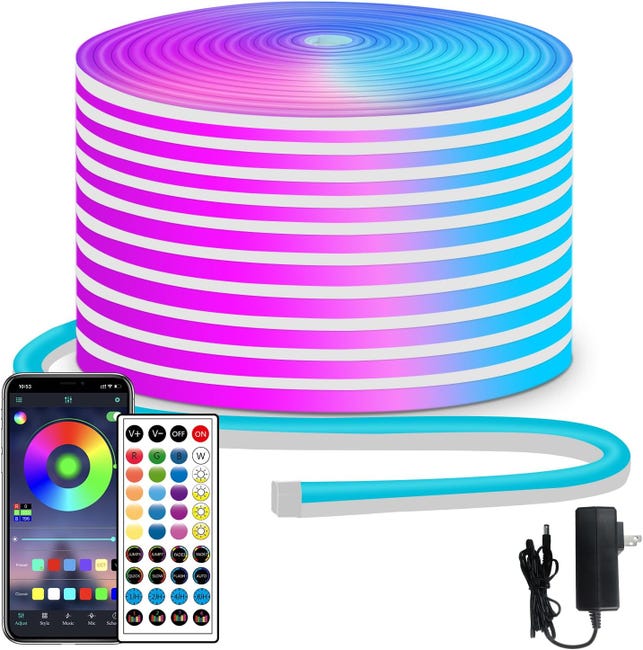 Bande lumineuse néon LED RGB, 5 mètres de long, 300 perles LED ...