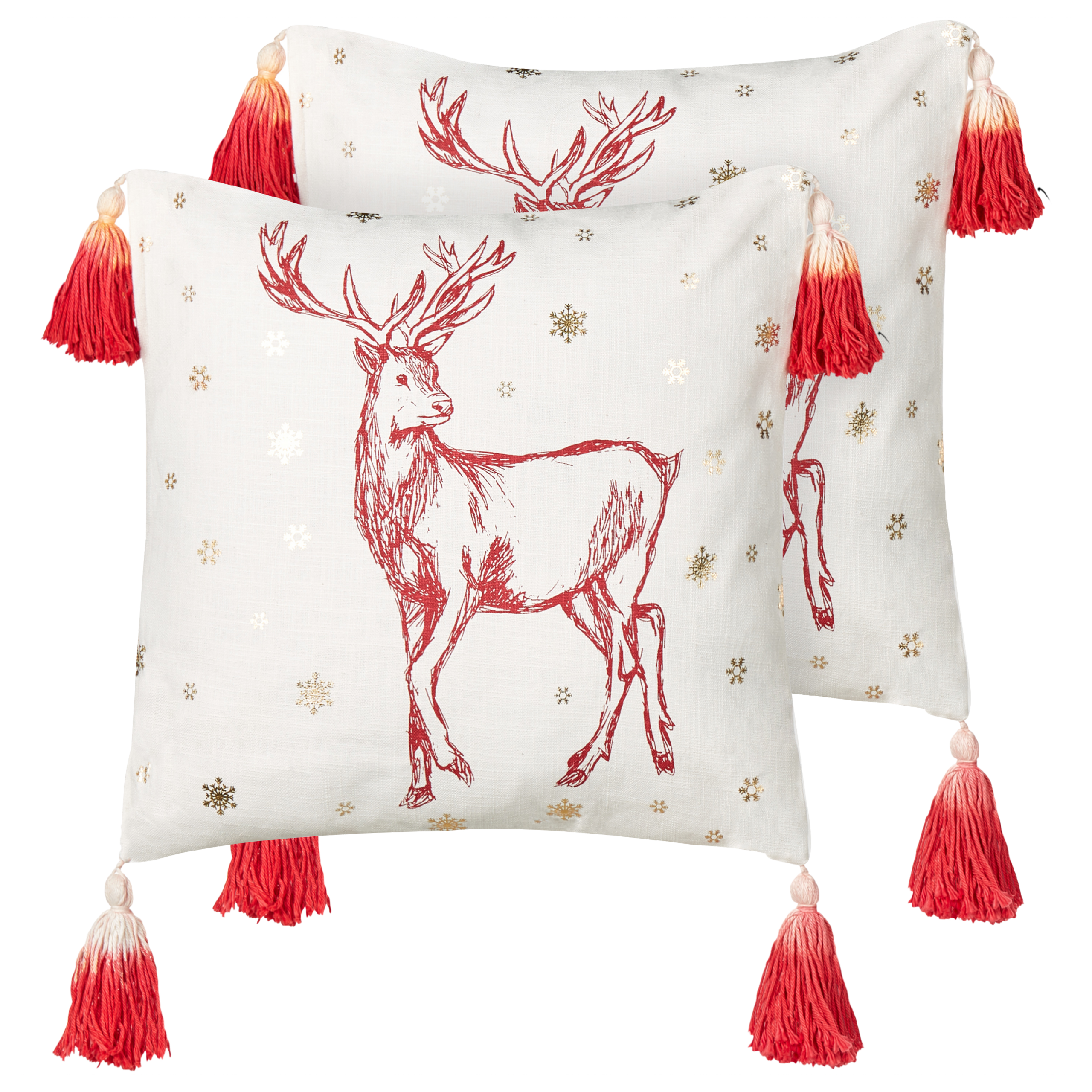 Lot de 2 coussins Motif animal VALLOTA Coton 45 x 45 cm Blanc | Leroy ...