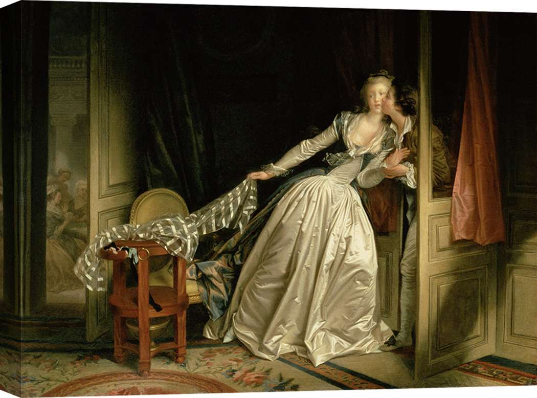 Pintura, impresión sobre lienzo - Jean-Honoré Fragonard, El beso robado ...