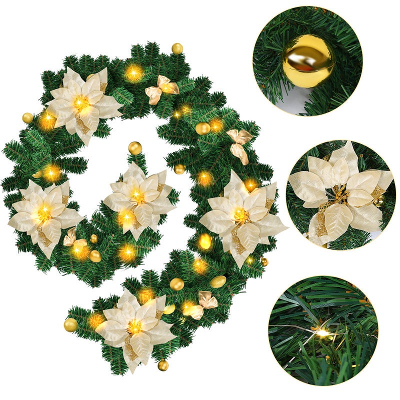 Guirlande de Noël 2.7 m Noël Guirlande Artificiel Lumineuse De La Lampe ...