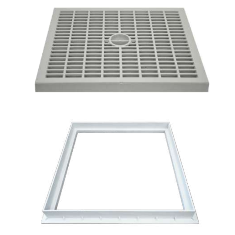 Couvercle de drain avec grille et cadre 40x40 cm | Bricoman