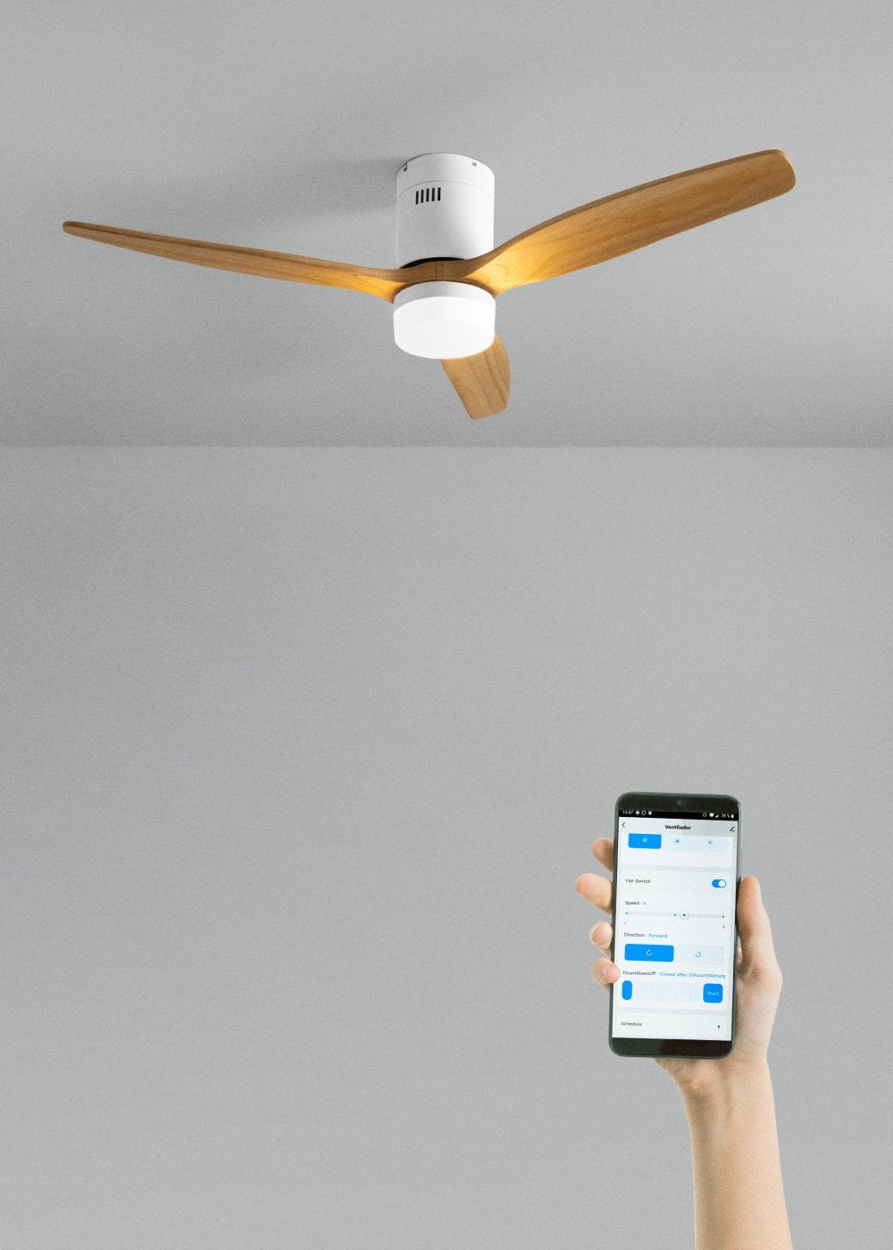 CREATE - WIND CALM NATURAL WOOD - Ventilador de techo 40W silencioso ...