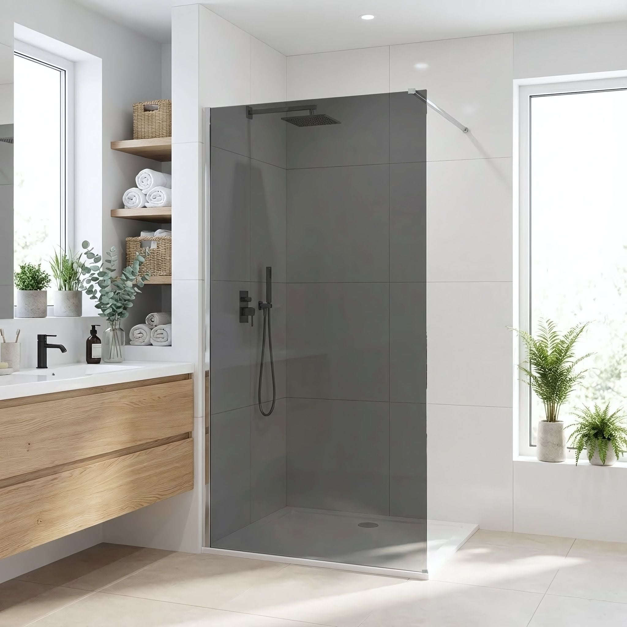 PARED DE LA DUCHA REA FLEXI GREY CHROME 100 | Leroy Merlin