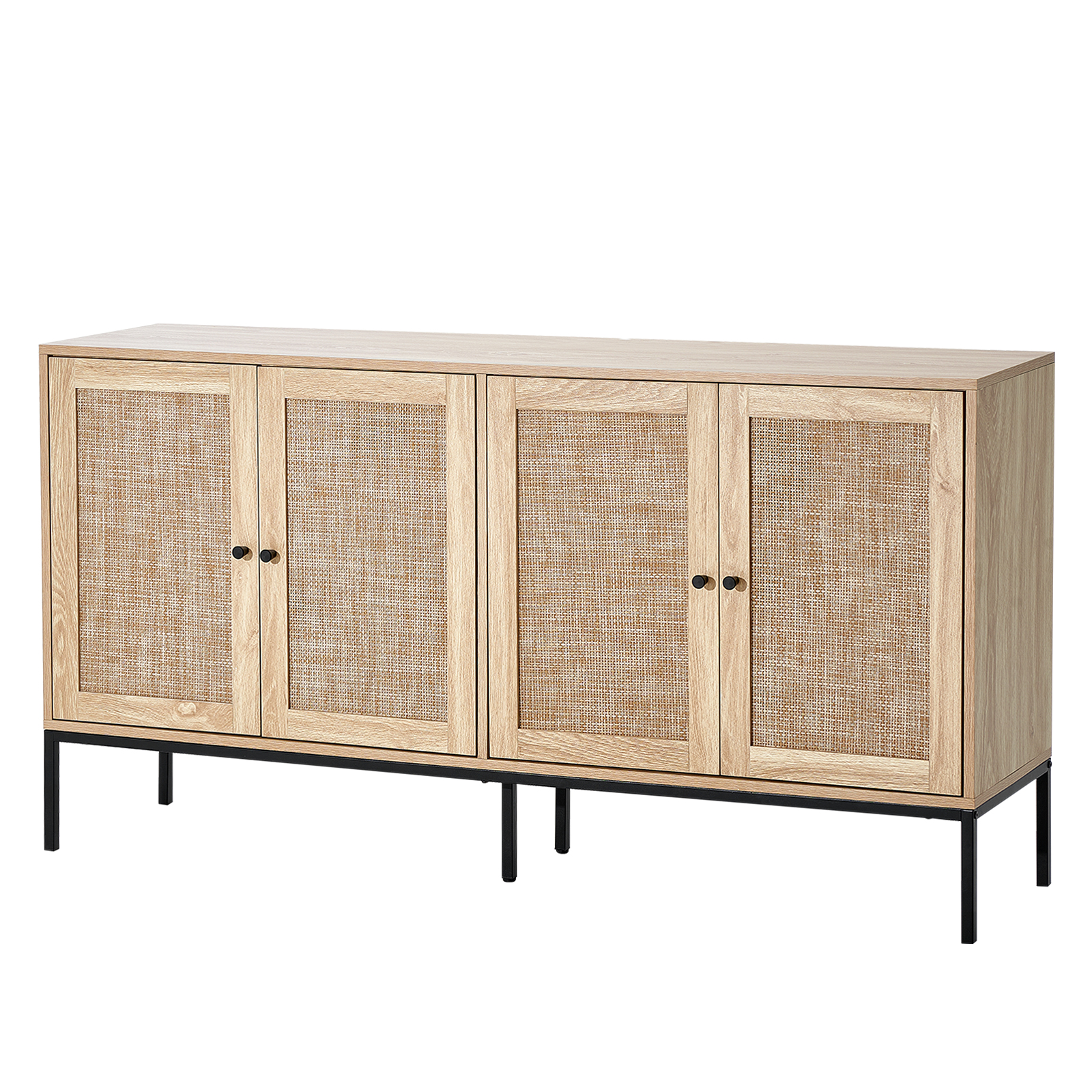 VEVOR Armario de Ratan 150x36x80 cm, Mueble Almacenaje con 4 Puertas ...