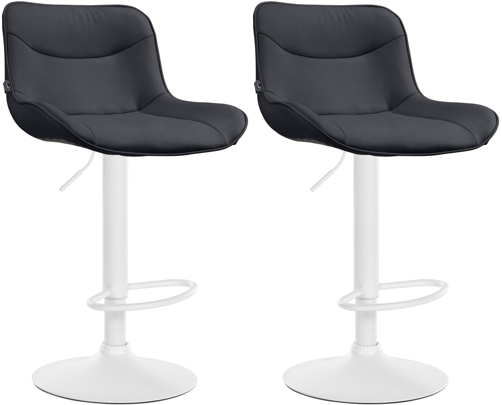 Lot de 2 tabourets de bar x1 avec coutures décoratives en PVC noir pied ...