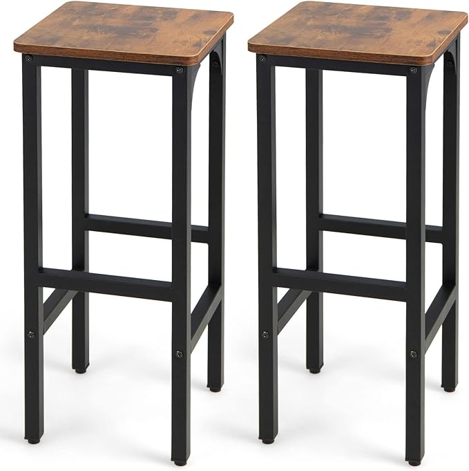 LIFEZEAL Lot de 2 Tabourets de Bar, Chaise de Bar Cuisine 30x30x71,5 CM ...