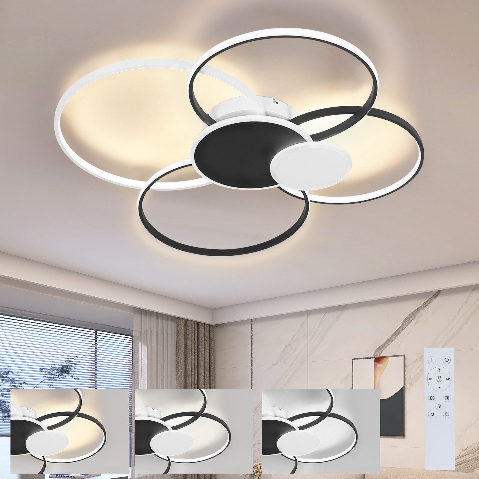 NETTLIFE Lampa sufitowa LED do salonu - duża nowoczesna lampa do salonu ...