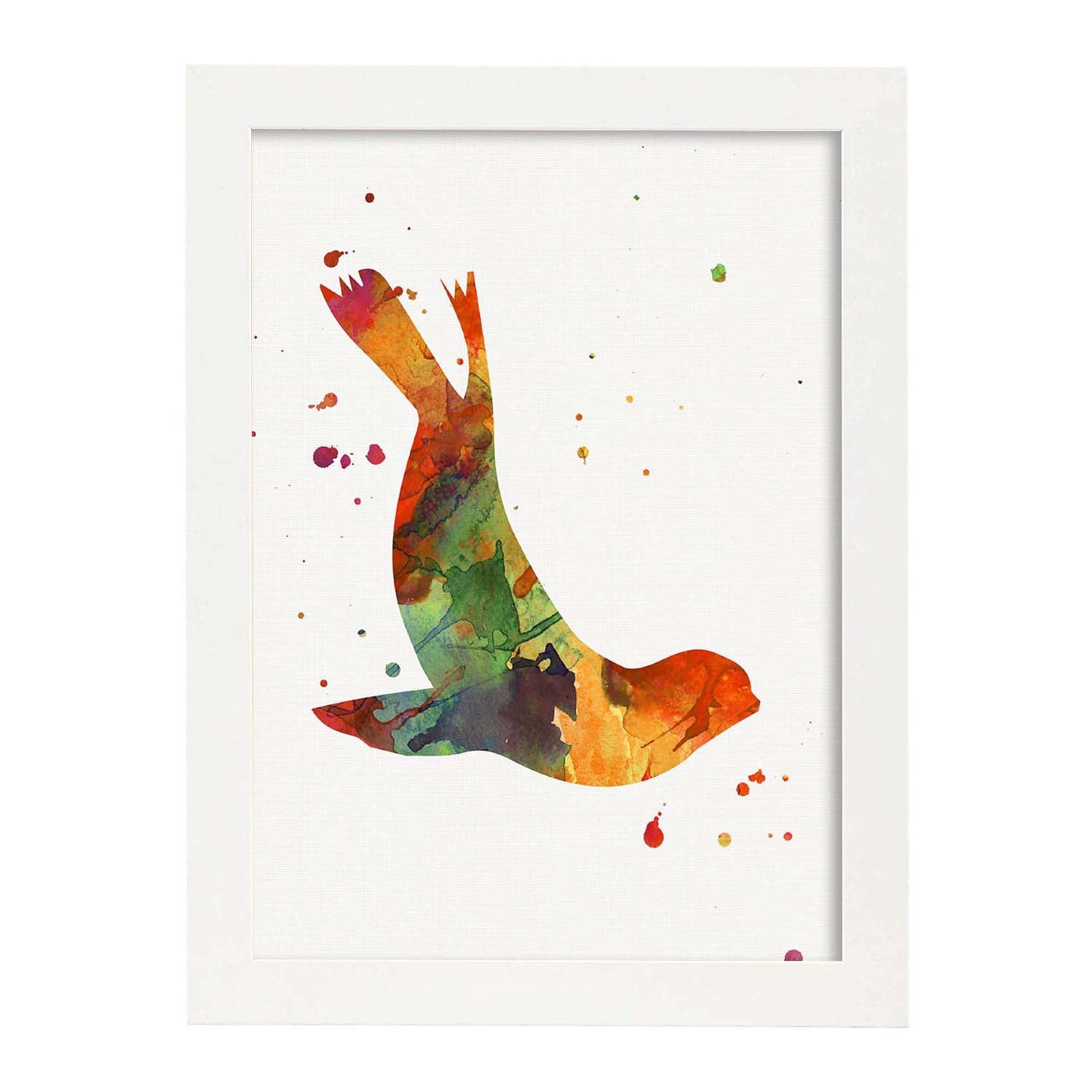 Poster De Foca Estilo Acuarela. Láminas De Animales Con Estilo Acuarela ...