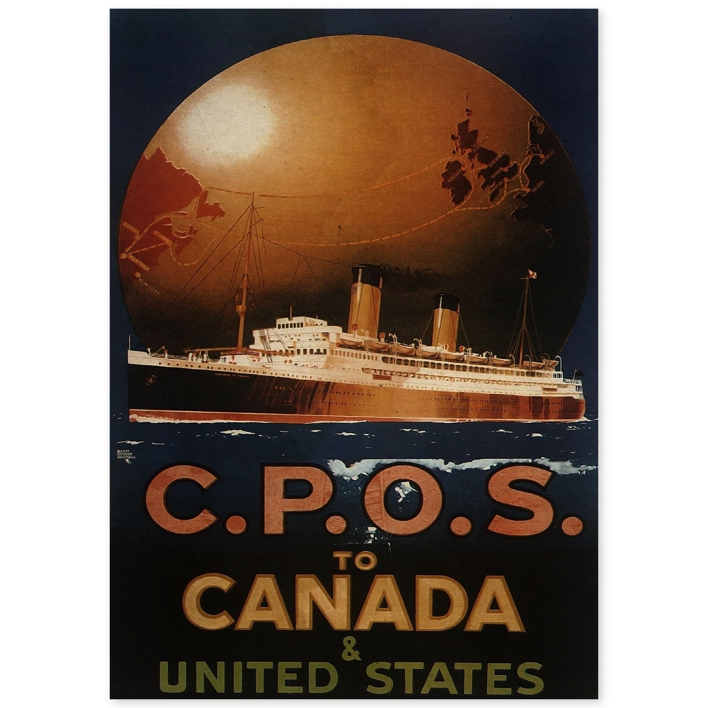 Affiche Vintage Du Canada. Avec Des Images Publicitaires Vintage Et ...