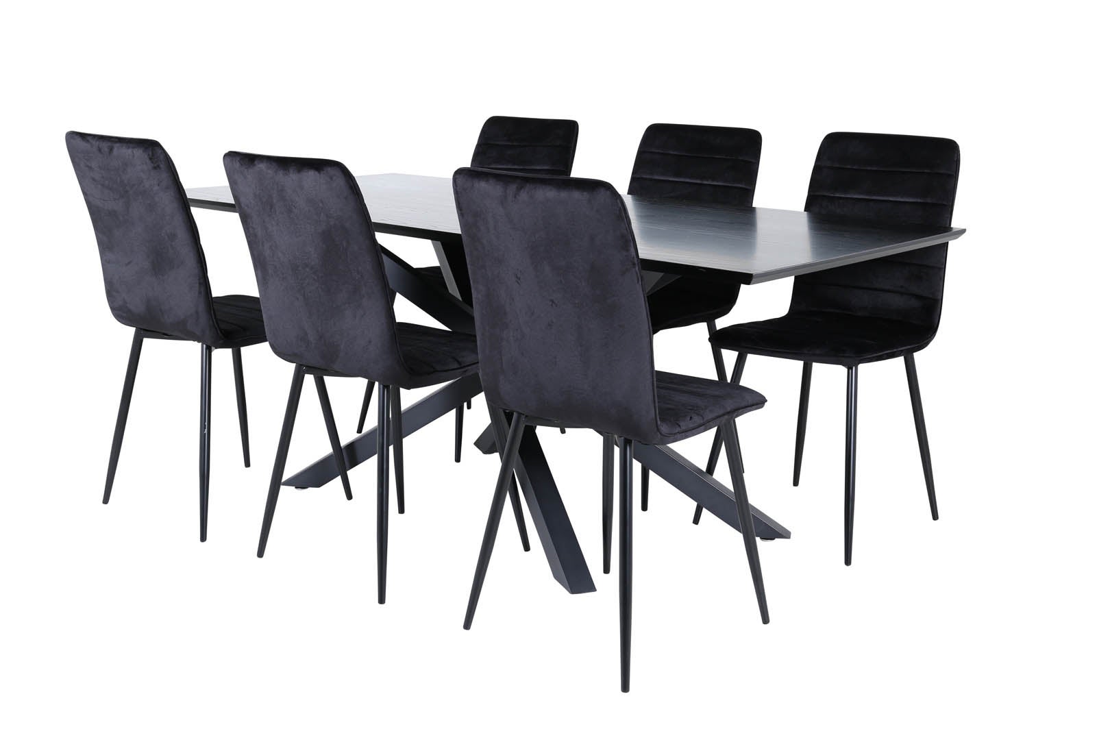 PiazzaBLBL ensemble table, table noir et 6 Windu Lyx chaises Velours ...