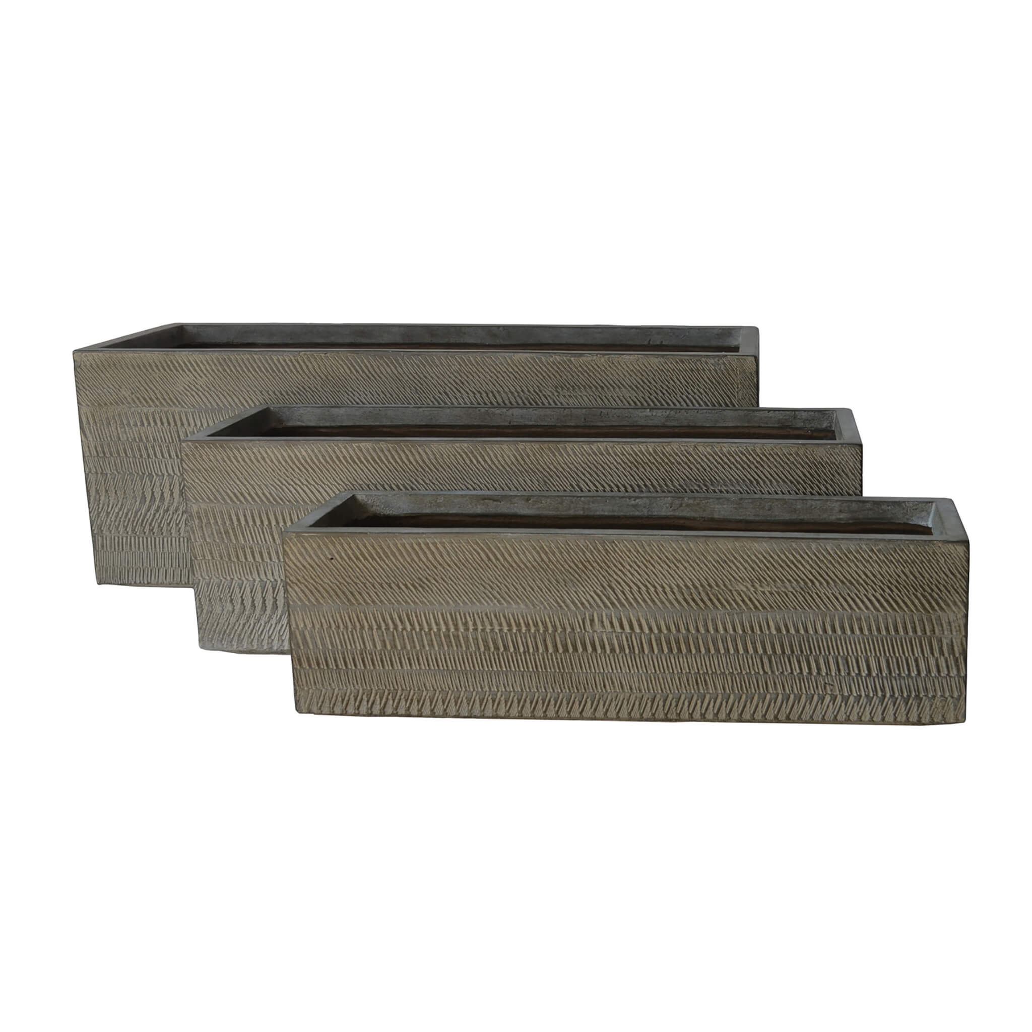 Pots rectangulaires d'extérieur en fibre d'argile brune set 3 pièces ...