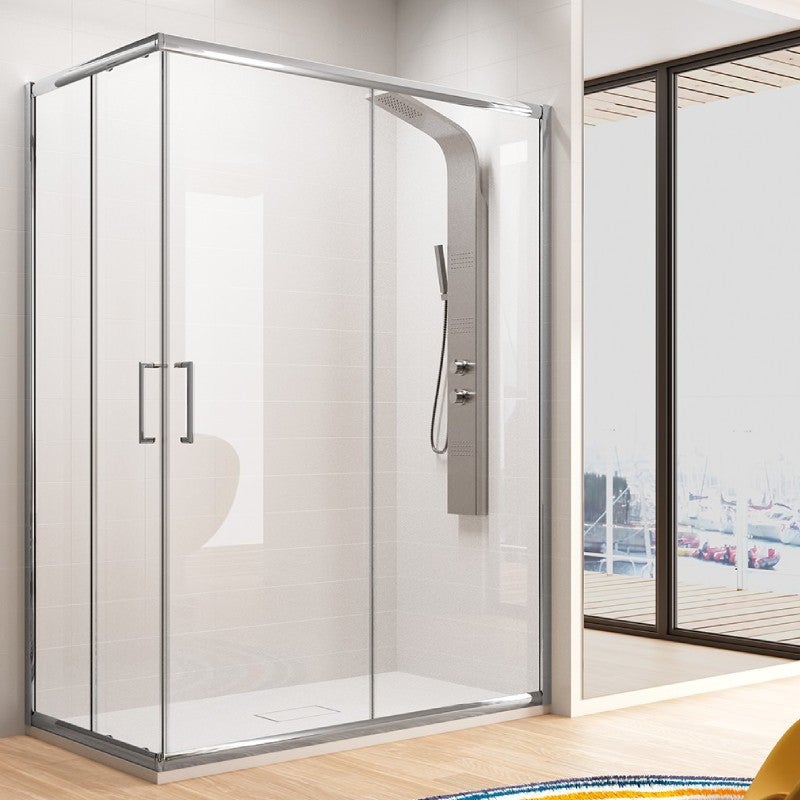 Paroi de Douche Angle 2 Fixes + 2 Portes Coulissantes BELLA – Verre ...