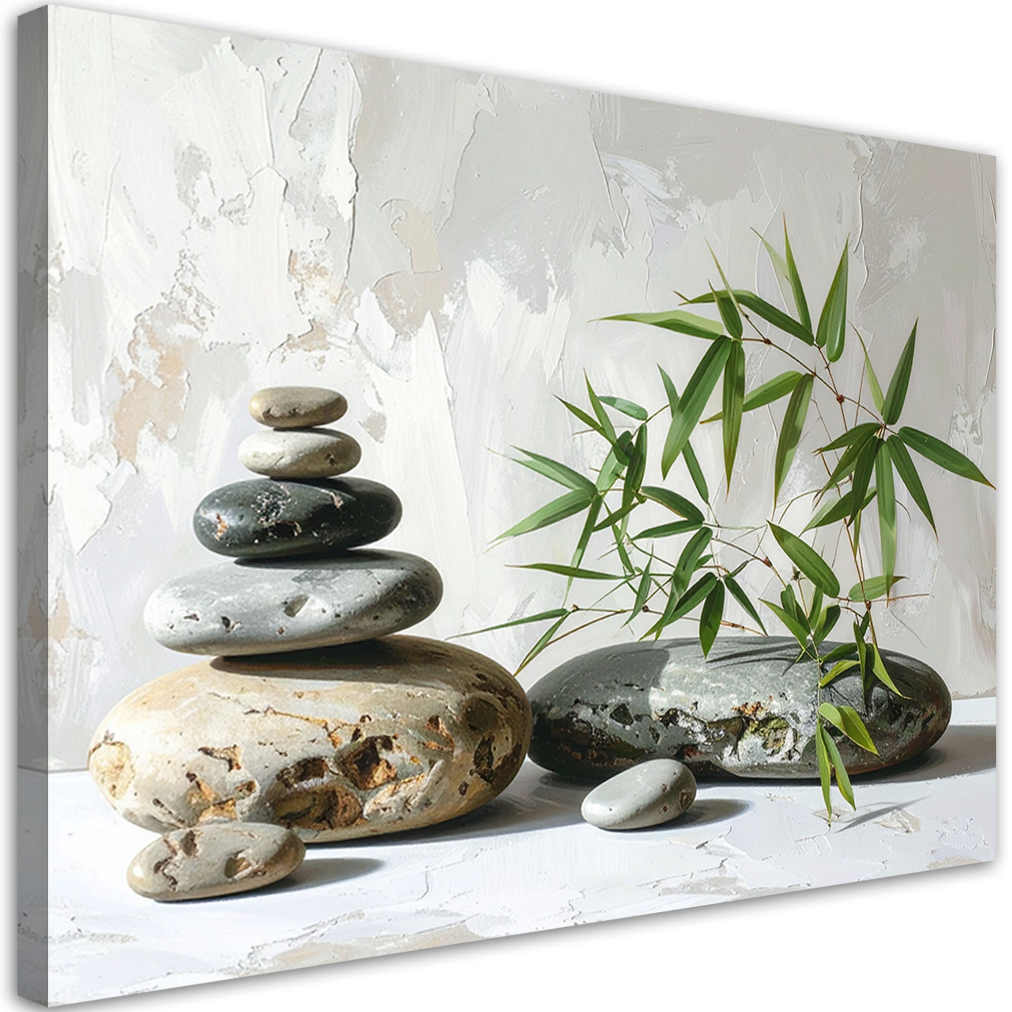 Tabelau sur Toile, Pierres Zen Spa bambou sur fond gris 100x70 | Leroy ...