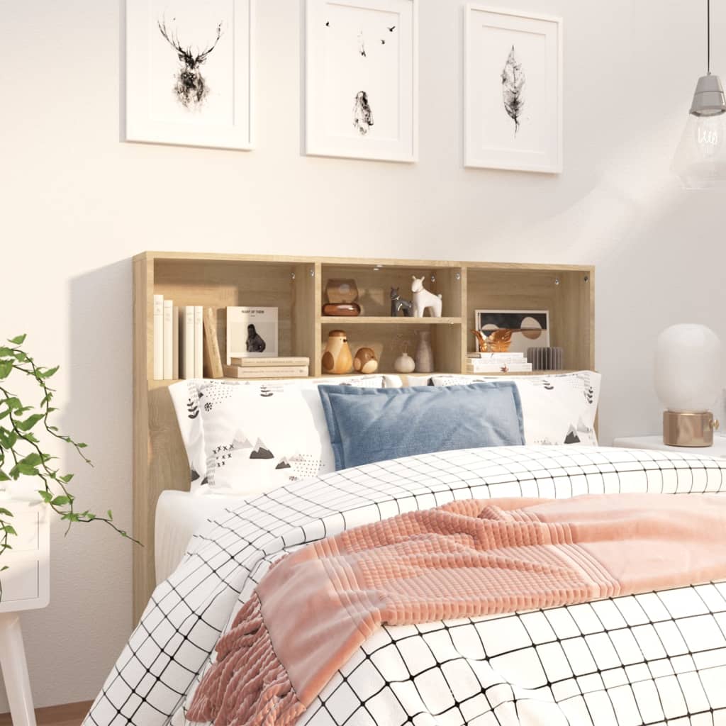 Tête de lit，Armoire de tête de lit，Chevets intégrés Chêne sonoma ...