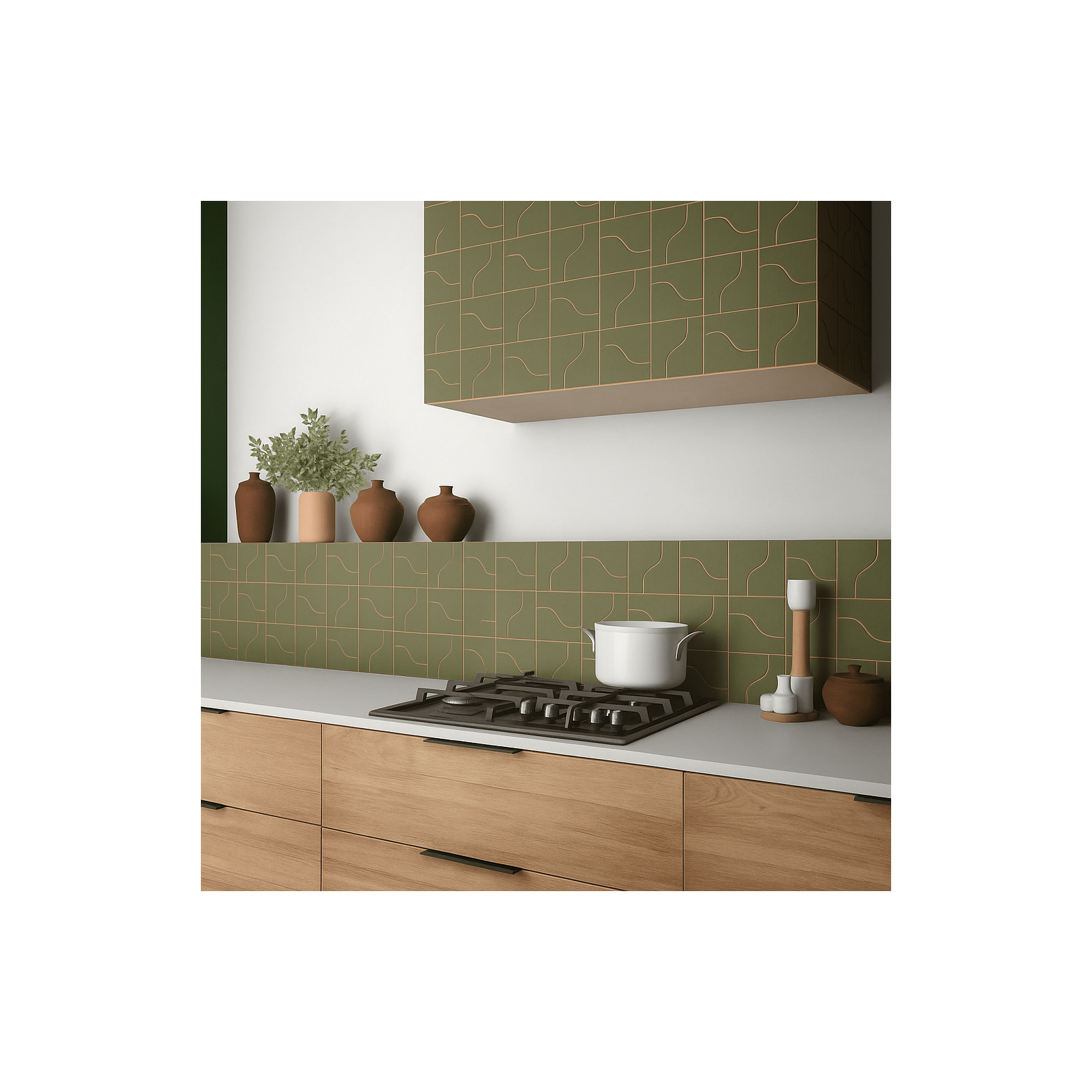 Carrelage mural faïence effet graphique REVERS 12x8,3cm 12x8.3cm Vert ...