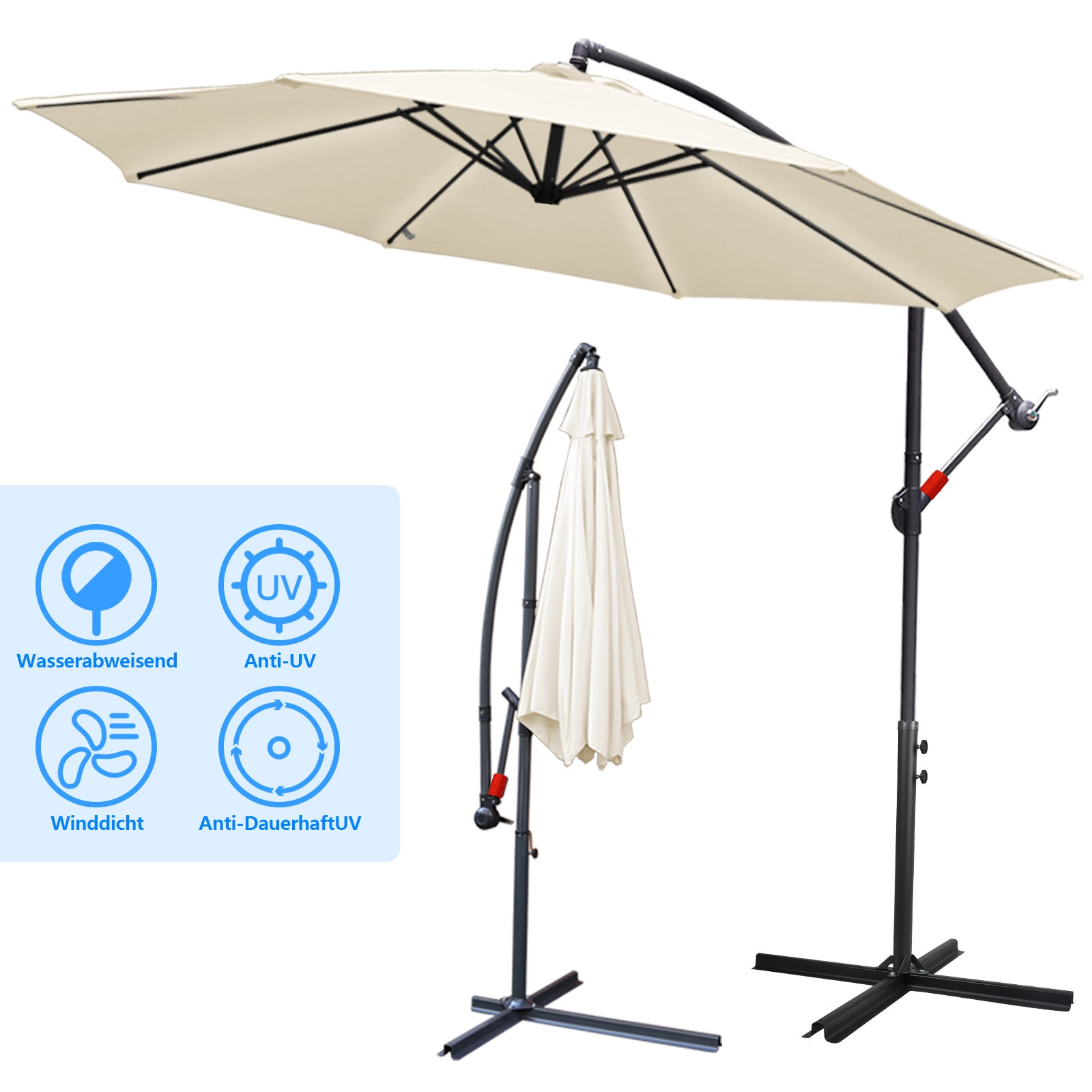 Sombrilla voladiza 300cm - sombrilla voladiza, parasol, sombrilla de ...