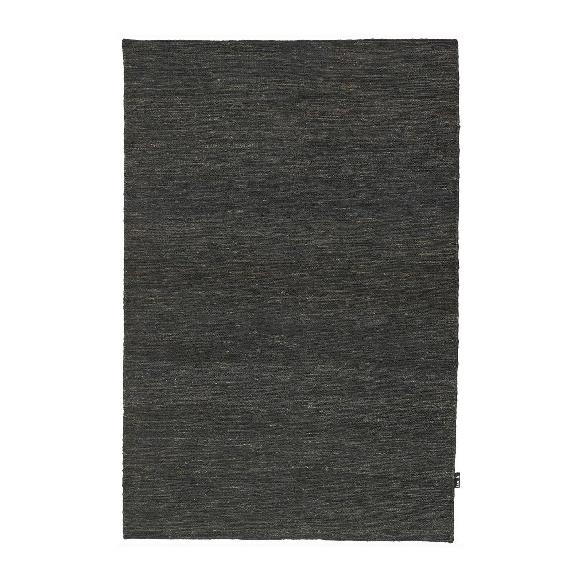 Tapis kilim 200x300 rectangle fait main en chanvre anthracite motif uni ...